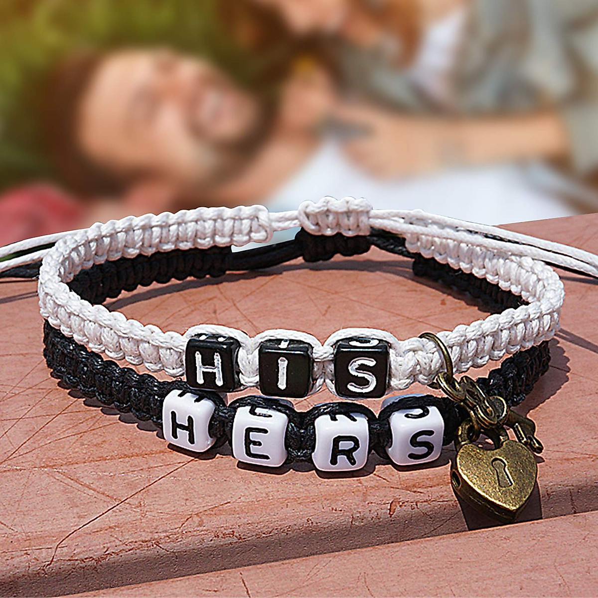 MJartoria Couples Bracelets, Personalized Matching Bracelets for Couples His and Hers, Handmade Rope Braided Rhinestone, Stainless Steel Bracelets for Lover BFF Bracelets for 2 (White)