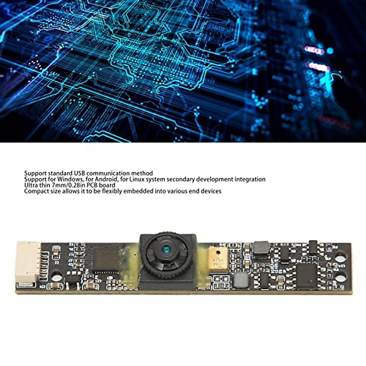 Mini USB Camera Board, Compact 2MP USB Camera Module HD 1080P 60fps PCB Ultrathin with Microphone for Computer