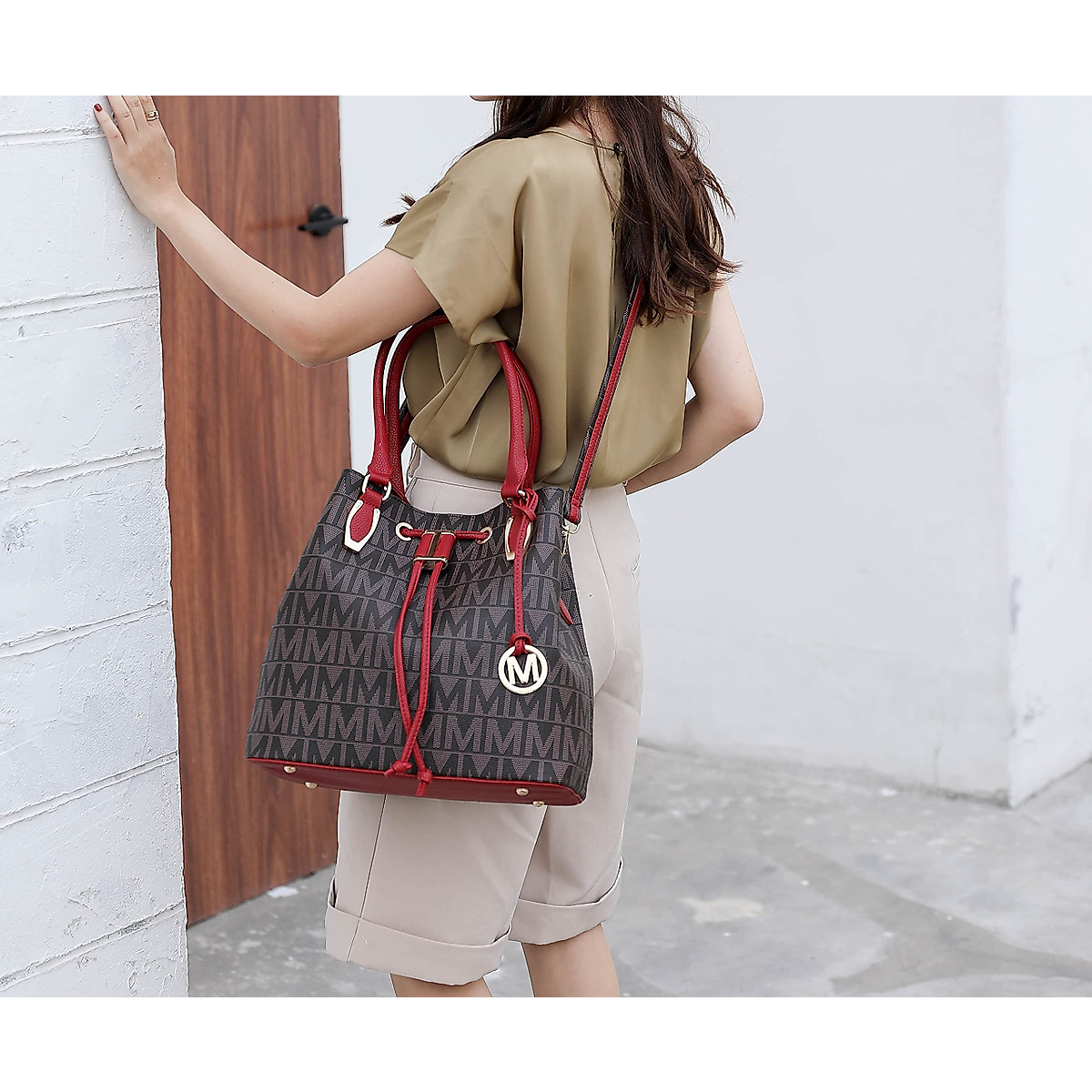 MKF Collection Shoulder Bag for Women, PU Leather Pocketbook Top-Handle Crossbody Purse Tote Satchel Handbag Navy Blue