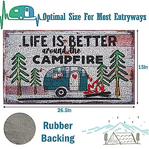 OCCdesign Durable Burlap Camper Rug Mat -Welcome to Our Camper The Friendship is Free Tree -Decorative Camp Doormat for Motorhomes,RV Camping -27.5X17 inches