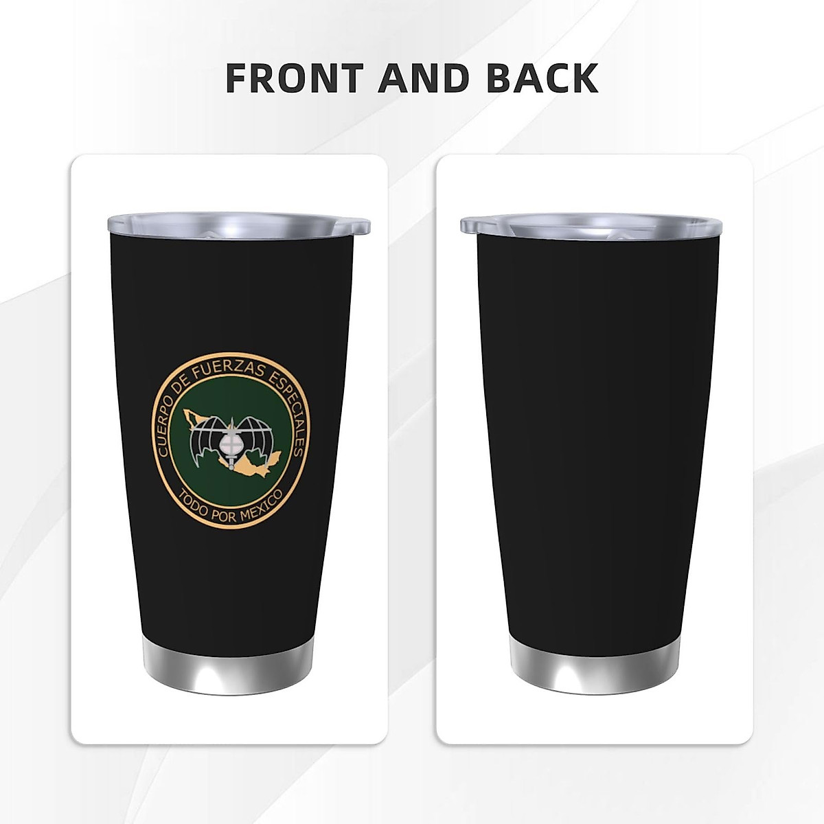 Biaomn Cuerpo De Fuerzas Especiales De Mexico Stainless Steel Tumbler Vacuum Insulated Travel Tumbler With Lid Coffee Mug Car Cup For Home Office Outdoor 20oz