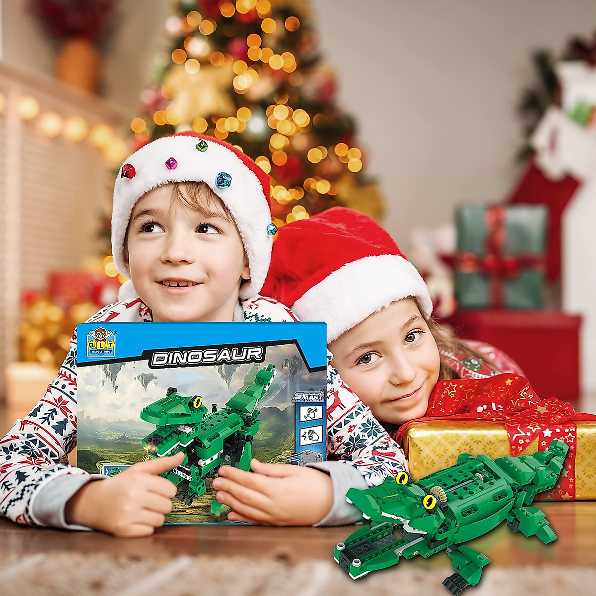 QLT Dinosaur Building Toy, Compatible with Lego, Moved by Gesture or Voice Control, STEM Building Kit Best Gift for Jurassic Lovers Age 8 9 10 11 12+