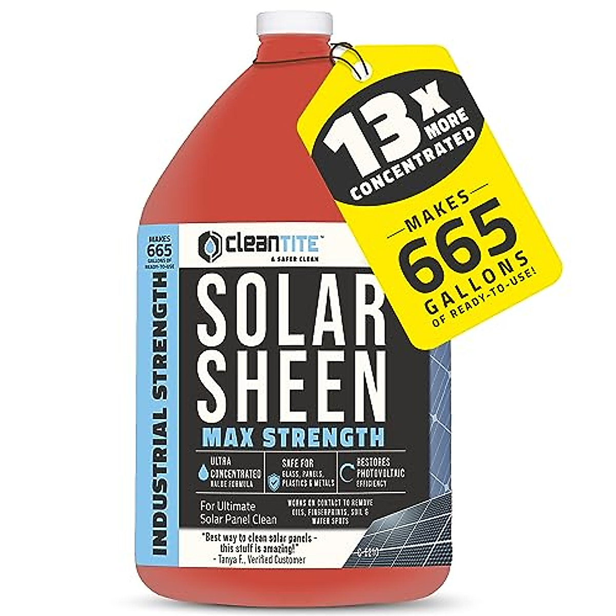 Cleantite Solar Panel Cleaner, Solar Sheen Max 1 Gallon (Makes 665 Gallons) and 2 Gallon Battery Powered Sprayer HD2000-S