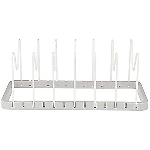 Yamazaki 3965 Under-Sink Extendable Pot Lid & Frying Pan Stand, White, Approx. W 17.7-32.3 x D 7.9 x H 6.9 inches (45-82 x 20 x 17.5 cm), Plate, Kitchen Storage, Handle Rest