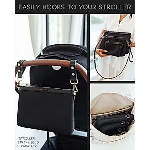 MIA + SOPHIA Diaper Bag Organizing Pouches 5 Piece Set - Baby Diaper Clutch, Crossbody Bag, Travel Diaper Bag Organizer Pouches - Black