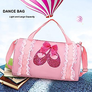 SEHXIM Cute Ballet Dance Backpack Tutu Dress Dance Bag Dance Bag for Girls Waterproof Small Duffle Bag for Kids Ballet Bags for Girl (Pink)