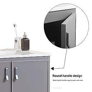 NOTOP 24" Floating Bathroom Vanity with White Ceramic Sink Comb, Modern Undermount Two Metal Soft Close Doors Wall-Mounted Cabinet Set for Small Space Saver Organizer,Grey, 24IN