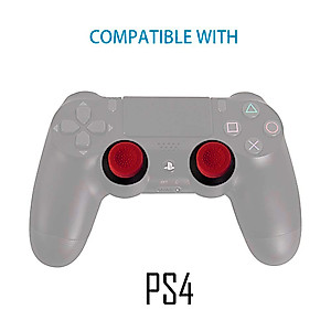 PS4 FPS Games Accessories Kit Anti Slip Silicon Analog Stick Thumb Grips Set with Trigger Extensions for PlayStation 4 / Slim/Pro Controller (Red)