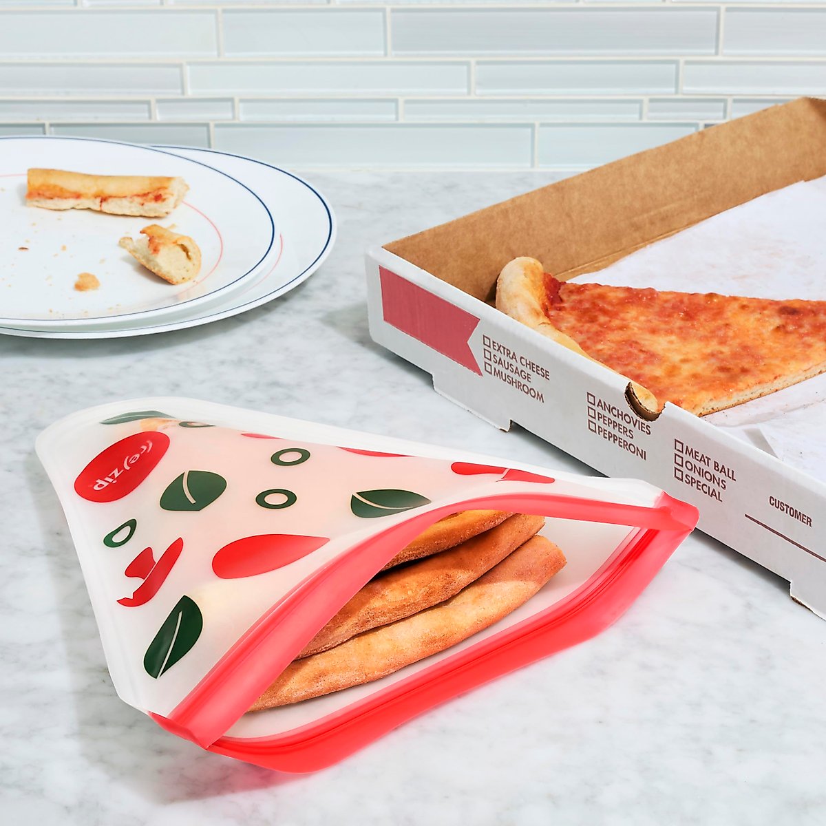 (re)zip Pizza Saver 2 pc Kit | Includes (2) Airtight Pizza Storage Bags | BPA-Free, Leakproof, Freezer-safe and Space-Saving Design | Keeps Pizza Fresh and Flavorful | Ideal for Leftovers