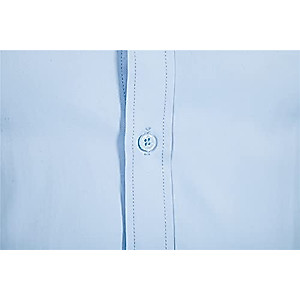 DELCARINO Men's Long Sleeve Button Up Shirts Solid Slim Fit Casual Business Formal Dress Shirt Light Blue Medium