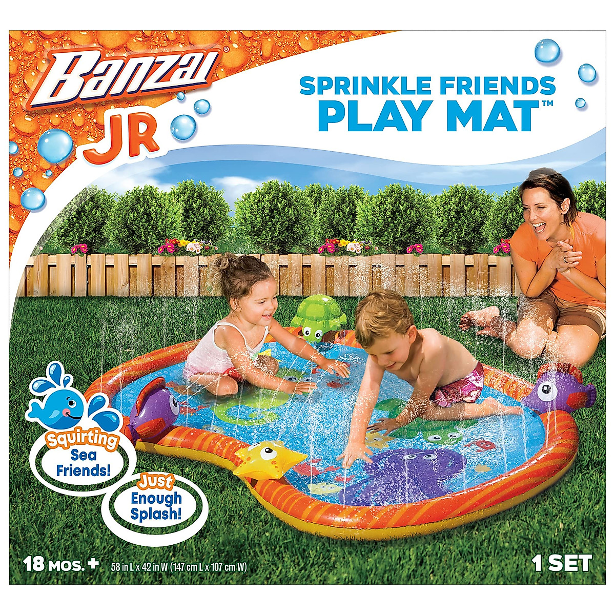 BANZAI 58 Inch Sprinkle Friends Play Mat, Watermat