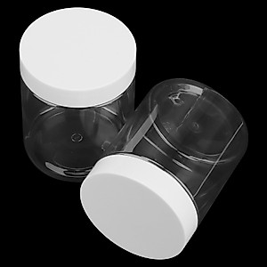 SOUJAP 24 Pack 8oz Plastic Jars with White Lids Bulk, 250ml Empty Clear Storage Slime Containers for Kitchen and Household Food Storage of Dry Goods