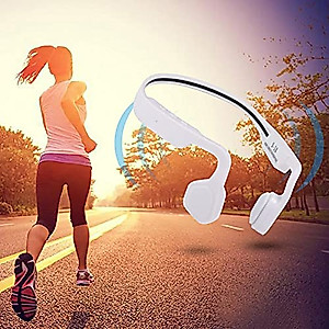 ASHATA Bone Conduction Headphones, Bluetooth 4.2 CVC Noise Cancelling Bone Conduction Outdoor Sports Stereo Earphone Headset for Walking, Hiking, Running(White)