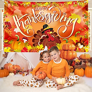 Large Thanksgiving Banner Decorations Outdoor 72x44 Inch,Turkey Maple Leaf Pumpkin Decorations Gifts for Indoor Home House Decor Party Supplies,Yard Sign Background for Photography