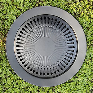 Korean Style Stovetop,Round Iron Stick-Proof Barbecue Plate Tray,Roasting Round Grill Pan for Indoor Outdoor BBQ,Stovetop Plate for Cooking Meat/Vegetable