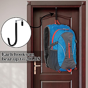 4 Pack Over The Door Hook, Door Hooks, Black Rubber Surface Prevent Scratche Door Hanger Hooks for Bathroom, Living Room, Kitchen, Hanging Clothes, Towels, Bags(4 Pack Black)