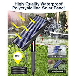 NFESOLAR 3.5W Solar Water Pump Outdoor, Solar Power Bird Bath Fountain with10ft Cables, 4ft Tubing, Dry Run Protection, Filtration Syste, for Small Pond, Garden, Water Feature, Pool, Yard