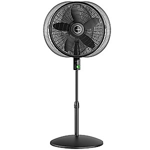 Lasko Oscillating 18-inch EcoQuiet DC Motor 12-Speed Pedestal Fan with Remote Control, Black, S18708, Large