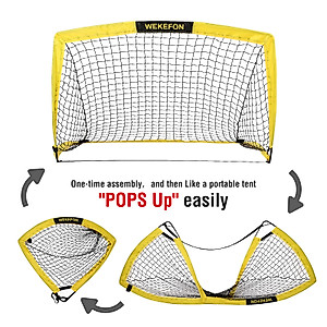 WEKEFON Soccer Goals, Set of 2 - Size 3.6'x2.7' Portable Foldable Pop Up Soccer Net for Backyard Training Goal for Kids and Youth Soccer Practice with Carry Bag