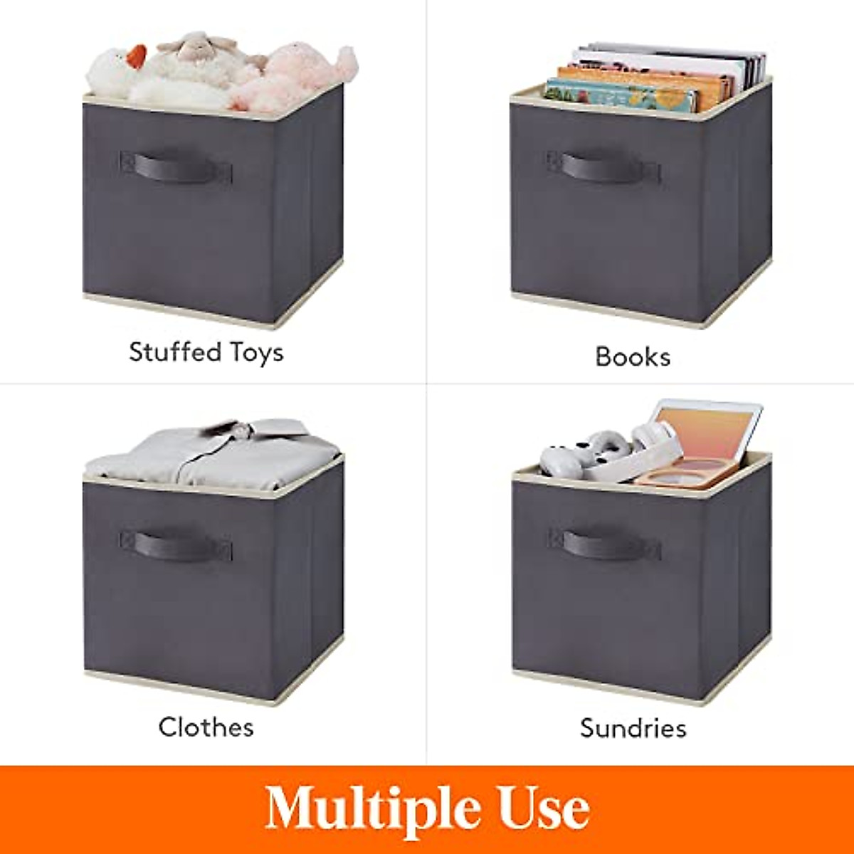 Lifewit 6 Pack Grey Storage Cubes, Bundle with 6 Pack Black Storage Cubes, Large