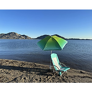 Folding Camping Table Adjustable Card Table 24'' x 16'' (L x W) + Beach Chair with Umbrella & Cooler for Adults 1-Pack Green with a hint Blue