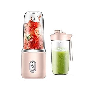 Compact Travel Kitchen Electric Blender: Mini Mixer, Juicer Machine & Smoothie Maker with Portable Blender Cup Bottle for Fresh Fruit Juice (Pink)