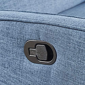 GDFStudio Christopher Knight Home Calliope Buttoned Fabric Reclining Loveseat, Muted Blue / Black