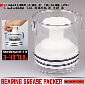 Premium Bearing Packer Kit - Effortlessly Flushes Old Grease and Repacks Wheel Bearings - Compatible with