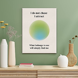 I Do Not Chase I Attract Canvas Wall Art Poster Print Gift, Inspirational Affirmation Painting Ready to Hang Home Office Decor (11.5" x 15")