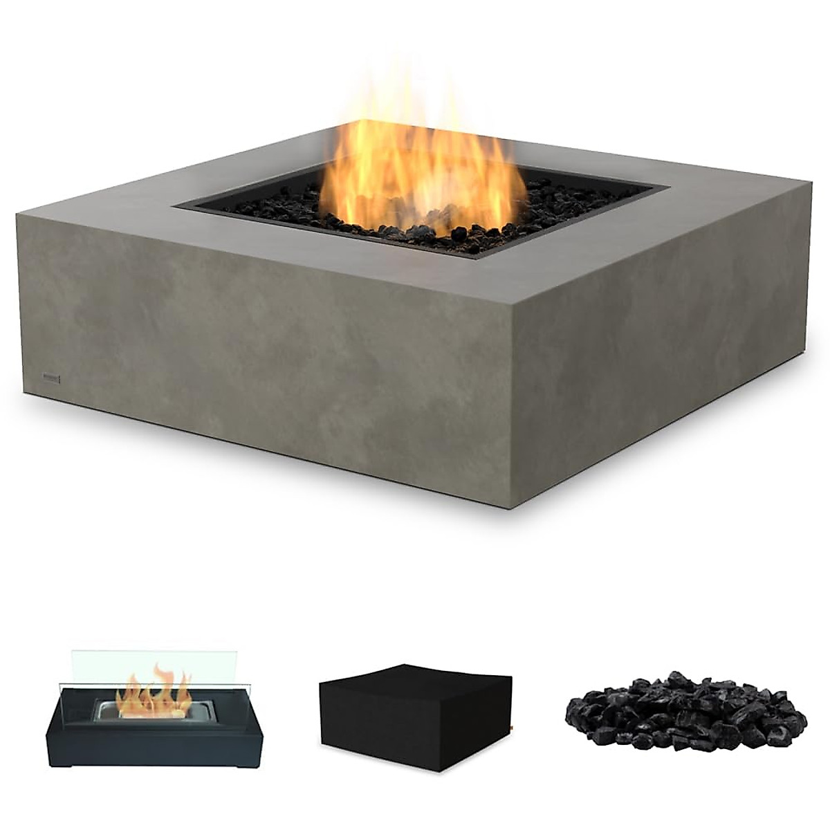 Eco Smart | Base 40 Fire Pit Table | Natural Color | Stainless Steel Gas Burner | Elegant Curved Design with Versatile Wide Lip | Complements Any Decor and Setting