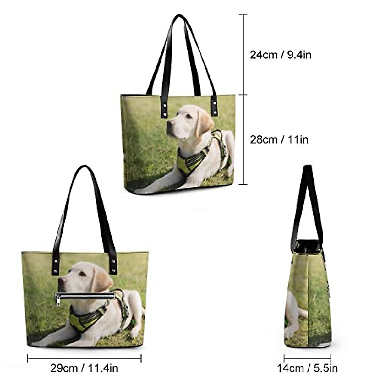 Womens Handbag Labrador Dog Leather Tote Bag Top Handle Satchel Bags For Lady