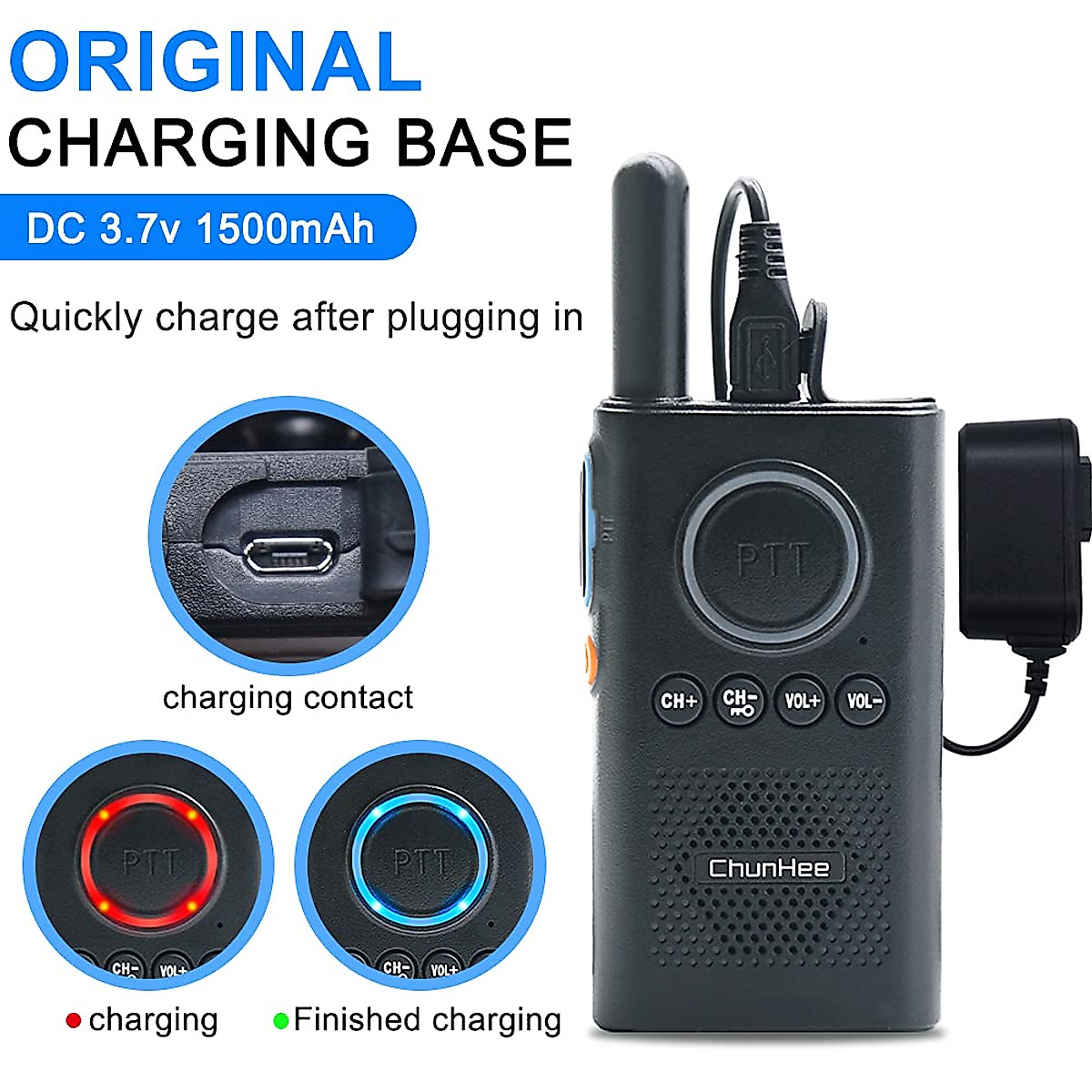 ChunHee Wireless Intercom System for Elderly/Kids, Home Intercom System Room to Room Communication, 1.5 Miles Long Range 16 Channel Intercom System for Home/Office/Camping/Hiking/Vacation