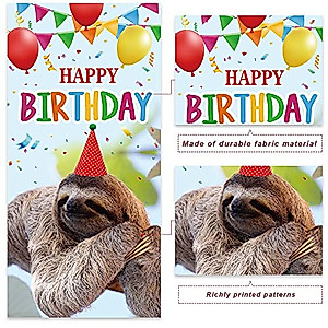 Sloth Banner Backdrop Background Photo Booth Props Realistic Lifelike Adorable Animal Folivora Jungle Theme Decor for Safari Wild One 1st Birthday Party Baby Shower Favors Supplies Decorations