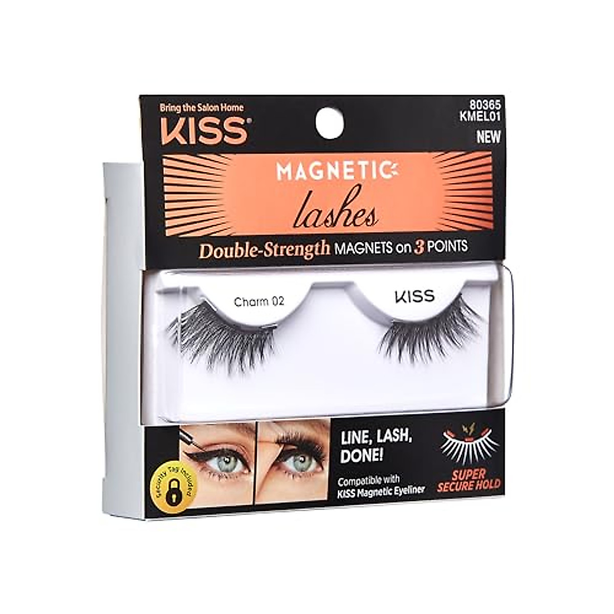 KISS Magnetic False Eyelashes, Charm', 12 mm, Includes 1 Pair Of Magnetic Lashes, Contact Lens Friendly, Easy to Apply, Reusable Strip Lashes