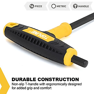 Topline 14-Piece Allen Wrench Set, Metric&SAE T-Handle, Long Arm Hex Key Set with Storage Box, Portable Allen Key Set for Basic Home Repair and Mechanical Maintenance