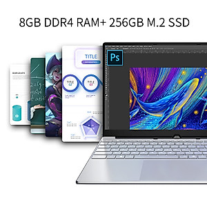 TOPOSH Windows 10 Laptop,15.6 inch PC Notebook,8GB RAM+256GB SSD,Intel Celeron 5205U,for Business use,Backlit Keyboard Dual Core,WiFi Bluetooth-Silver