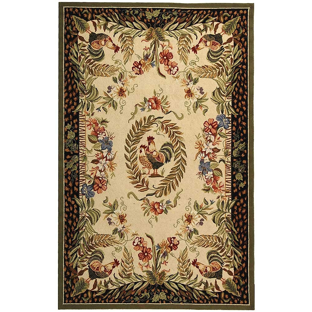 SAFAVIEH Chelsea Collection Accent Rug - 3'9" x 5'9", Creme & Black, Hand-Hooked French Country Wool, Ideal for High Traffic Areas in Entryway, Living Room, Bedroom (HK92A)