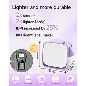 Vixic Bluetooth Label Maker Machine with Tape, Small Label Printer, M960 Label Sticker Portable Printer for 9mm, 12mm Label, Multiple Templates Font Icon for Office, Home, School, Purple