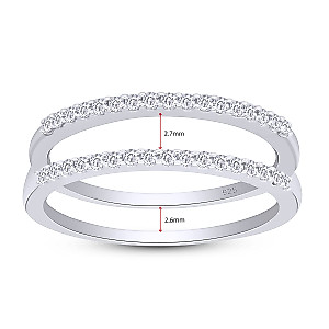 AFFY 1/4 Carat Round Sparkling White Cubic Zirconia Enhancer Guard Ring 14k Gold Over Sterling Silver (0.25 Cttw) - Ring Size-6