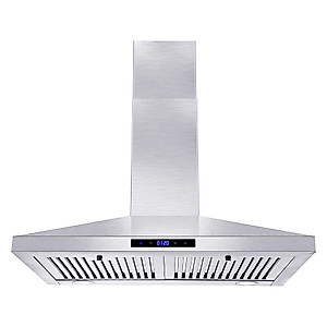 SNDOAS Range Hood 30 inches,Stainless Steel Wall Mount Range Hood,Vent Hood 30 inch w/Touch Control,Ducted/Ductless Convertible,Chimney-Style Over Stove Vent Hood,Kitchen Hood,Baffle Filters