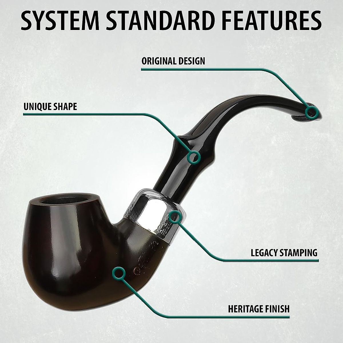 Peterson Pipes Standard Series Bent Billiard 317 Heritage Finish PLip