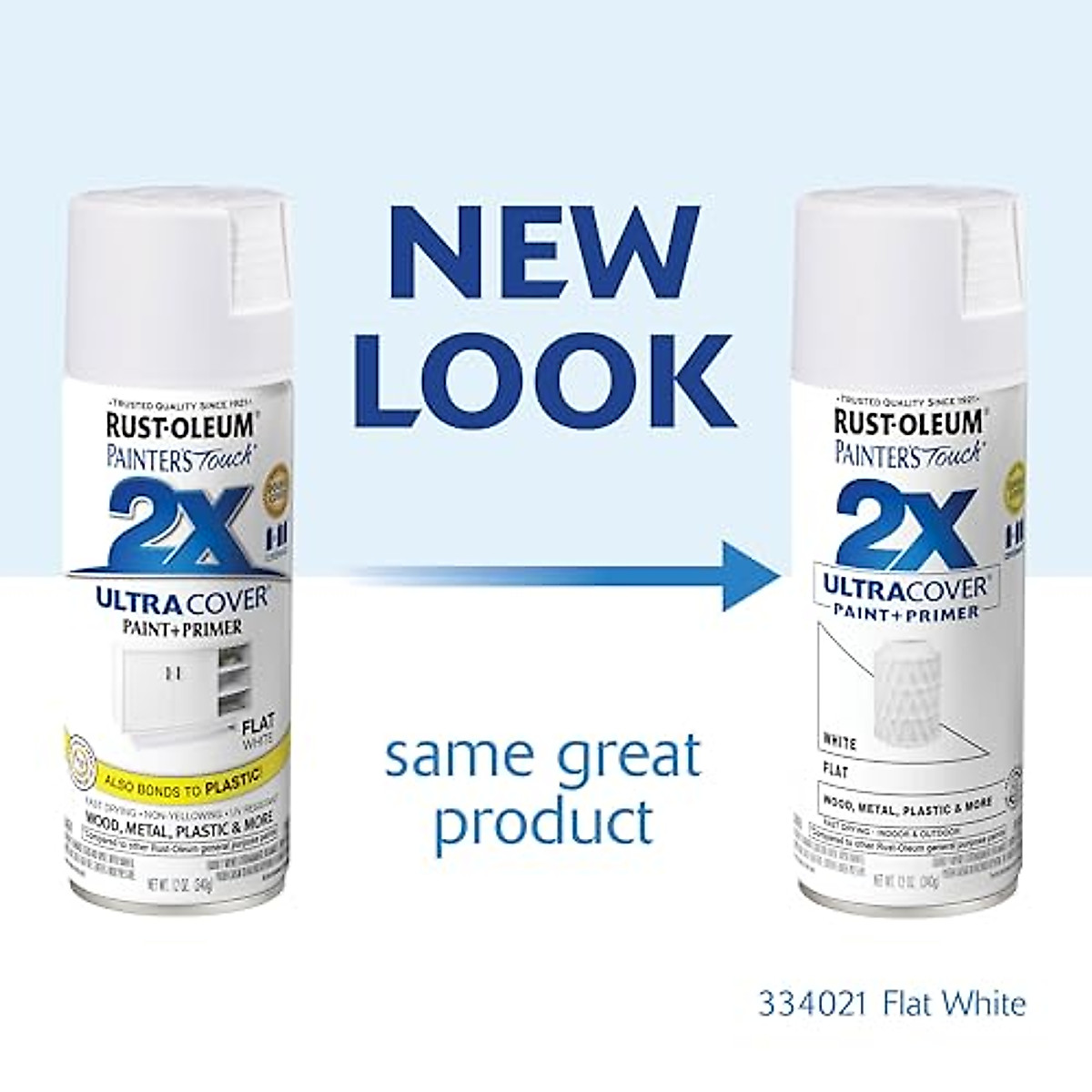 Rust-Oleum 334021-6PK Painter's Touch 2X Ultra Cover Spray Paint, 12 oz, Flat White, 6 Pack