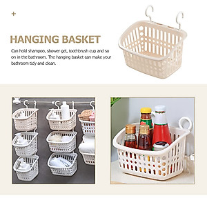 Cabilock 2Pcs Hangable Storage Basket Wall Hanging Baskets for Storage Towel Storage Plastic Hanging organizing Basket Bathroom Hanging Basket Toiletry Organizer with Hook Silk Screen pp
