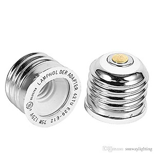 YiLighting Supplier (Set of 2) E26/E27 Medium Screw Base to E12 Candelabra Screw Base Light Bulb Socket Adapter Converter Reducer (E26/E27 to E12)
