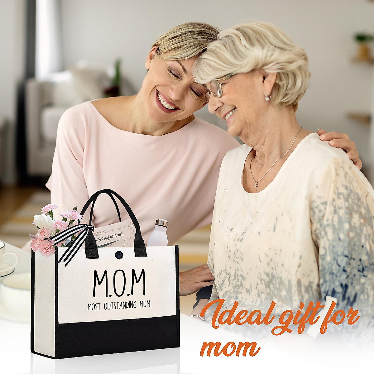 Encoink Mom Christmas Gifts, Mom Gifts- Canvas Tote Bag for Mom- Gifts for Mom from Daughter, Son, Mom Birthday Gifts, Mother Gifts, Mother Birthday Gifts