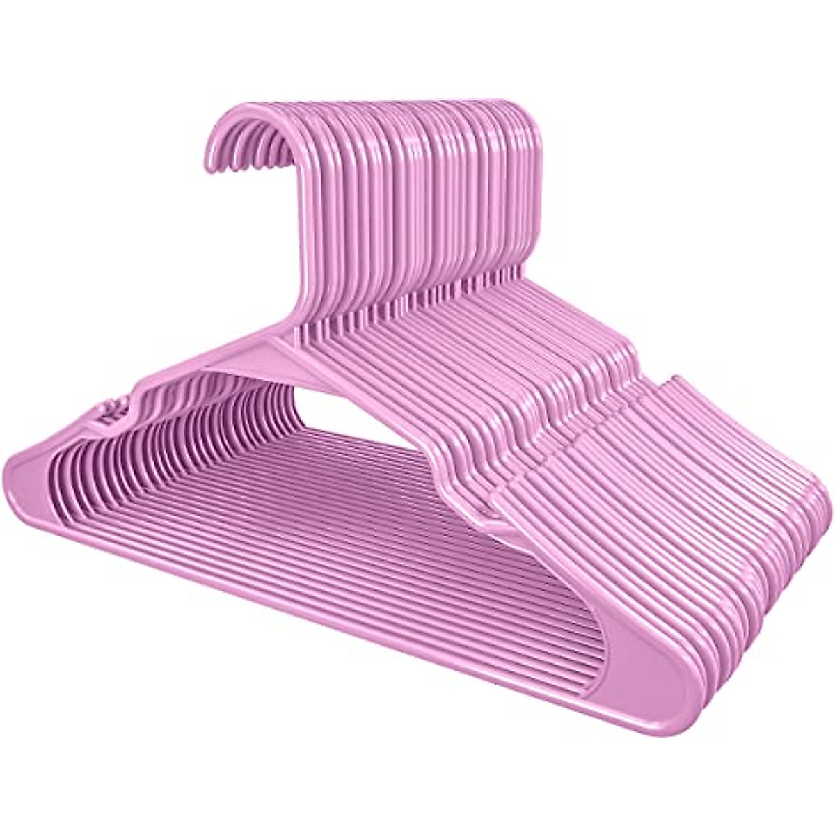 Utopia Home Clothes Hangers 50 Pack - Plastic Hangers Space Saving - Durable Coat Hanger with Shoulder Grooves (Pink)