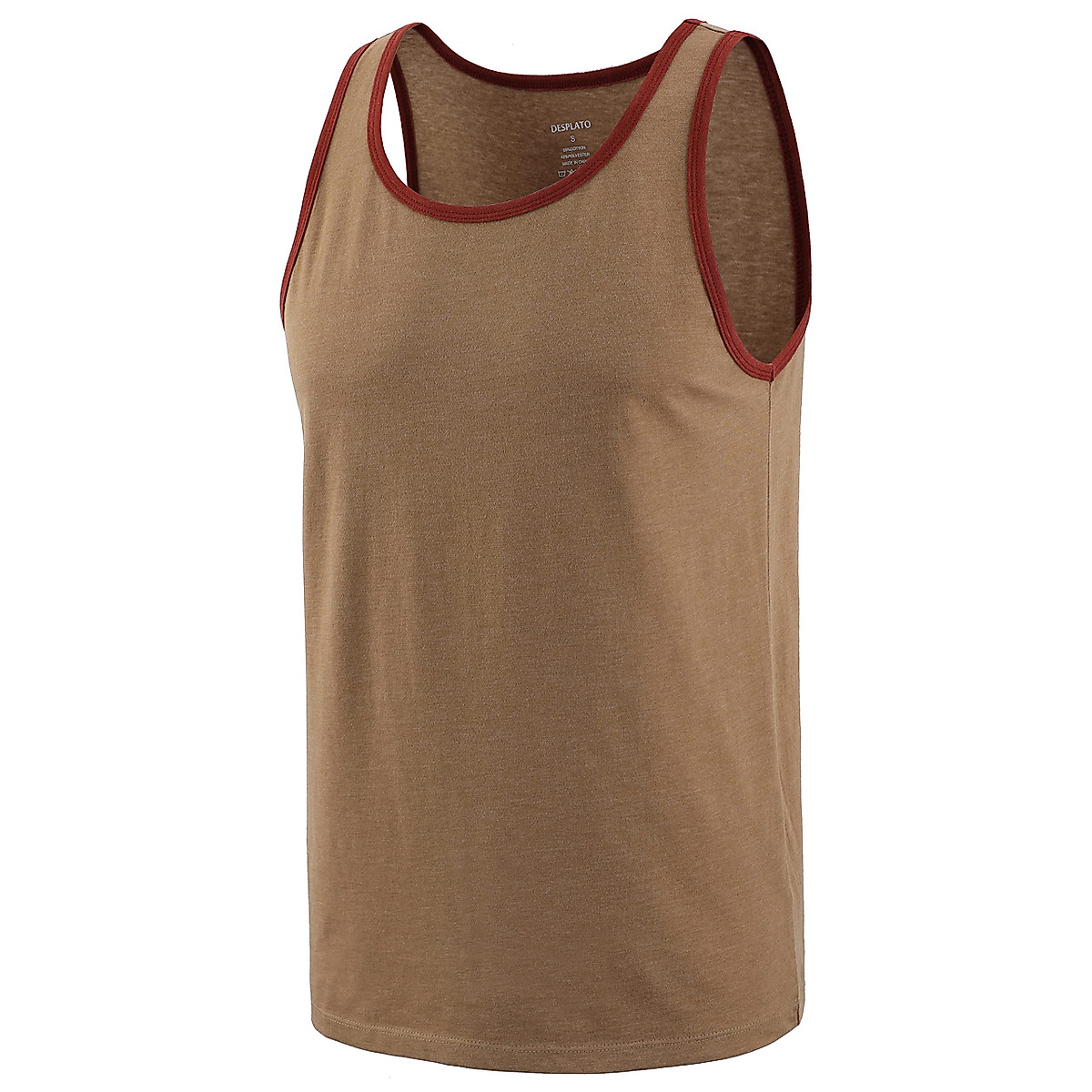 DESPLATO Men's Classic Slim Fit Breathable Active Workout Gym Muscle Sleeveless Shirts Tank Tops Khaki/Rusty XL