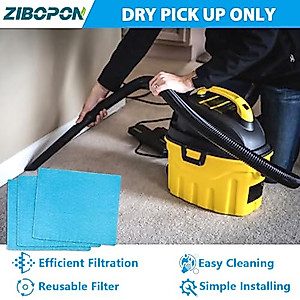 8 Pack 25-1217 Reusable Dry Filter Replacement for Stanley 1-6 Gallon Wet/Dry Vacuum, with 3 Retaining Bands