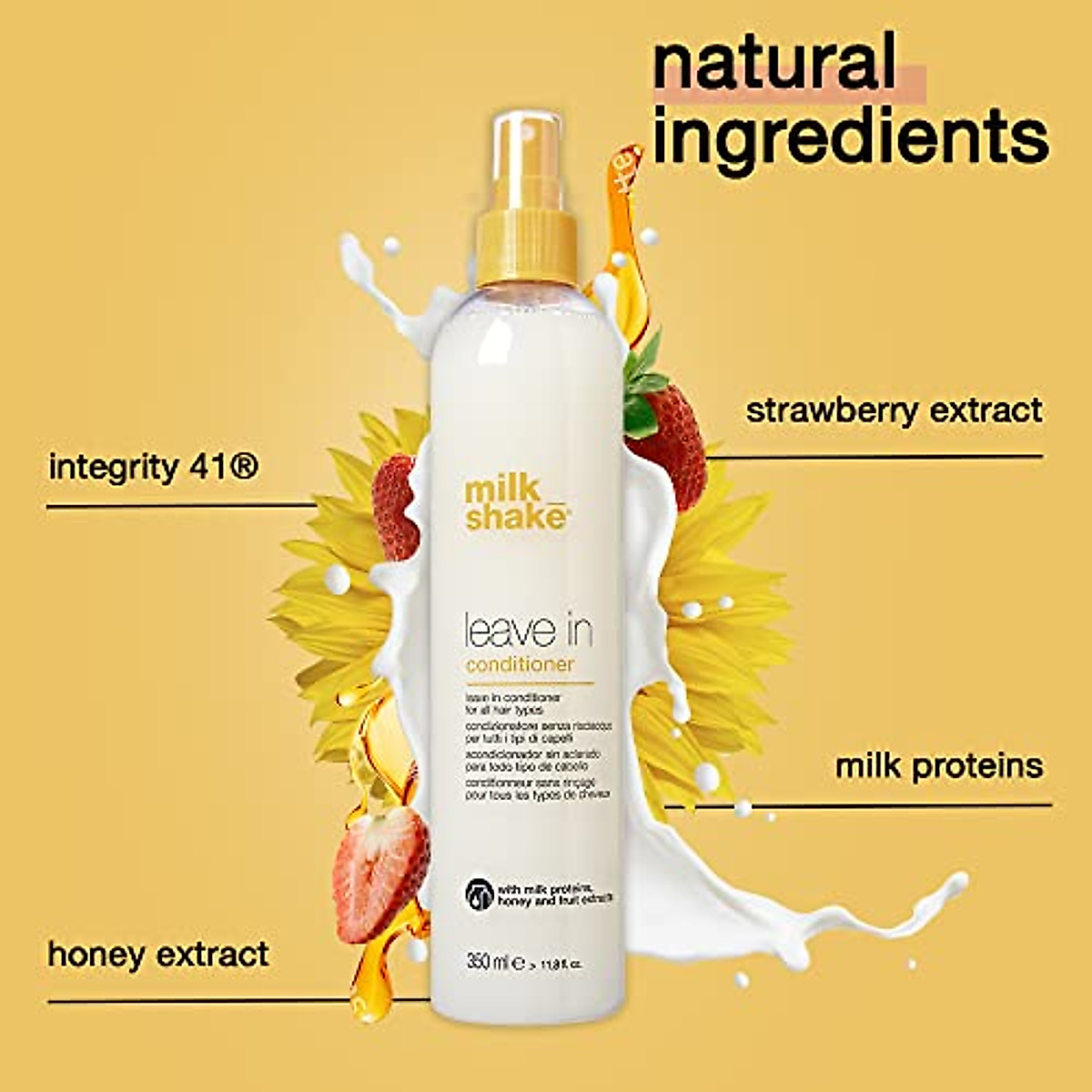 milk_shake Leave-In Conditioner Spray Detangler for Natural Hair - Protects Color Treated Hair and Hydrates Dry Hair - Leave In Conditioner For Soft and Shiny Straight or Curly Hair, 11.8 Fl Oz