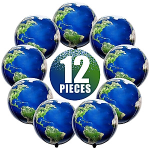 KatchOn, Huge Globe Balloons Set - 22 Inch, Pack of 12 | Earth Balloons | World Balloons, Earth Day Decorations | World Map Balloons, Travel Decorations | Travel Balloons, Bon Voyage Party Decorations